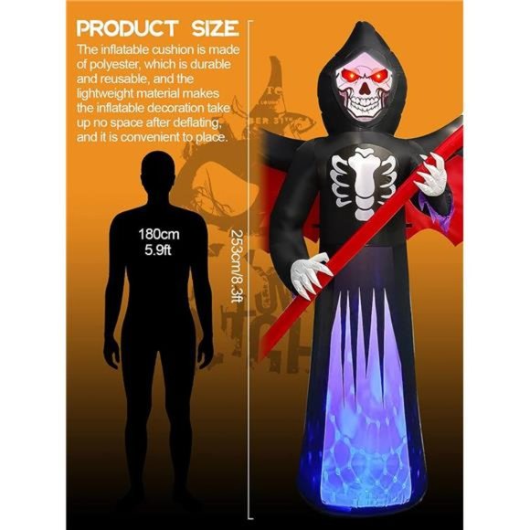 Holiday | 83ft Length Halloween Inflatables Outdoor Scythe Ghost Reaper ...